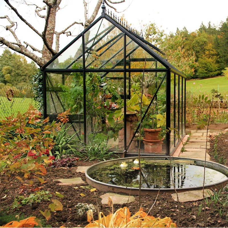 Serre Janssens Eos Victorienne en aluminium laqué noir et verre trempé